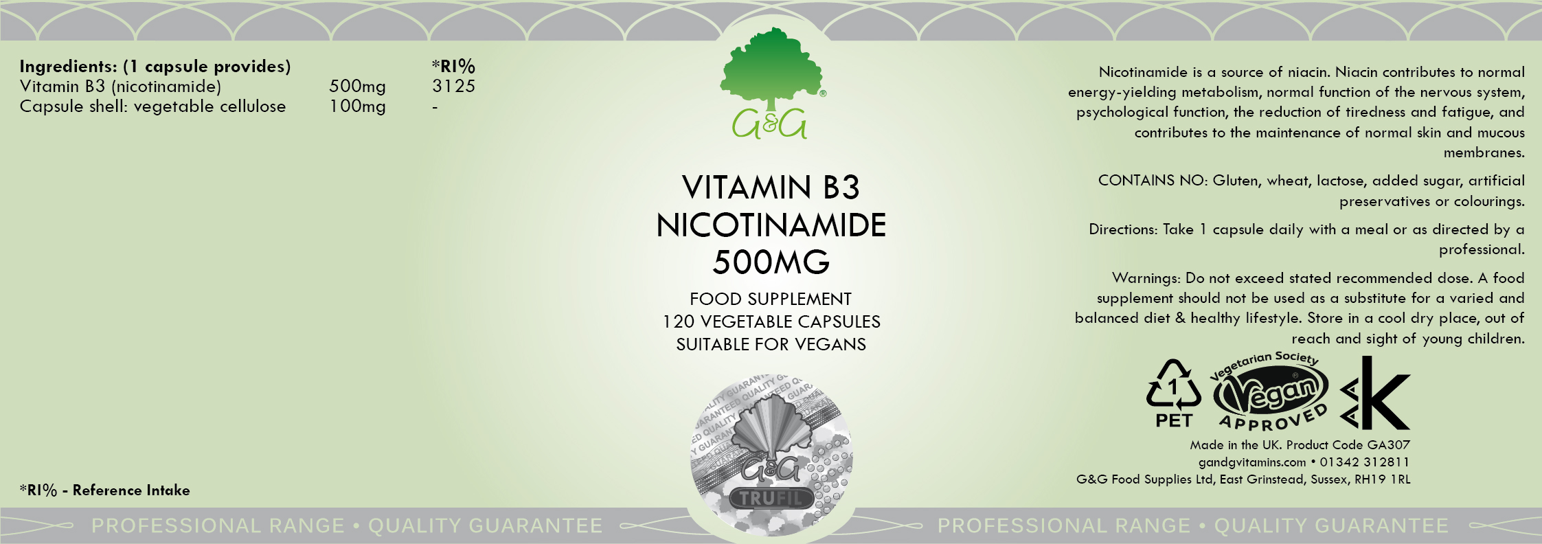 Витамин В3 Никотинамид (Vitamin B3 Nicotinamide) 500 мг – 120 капсул ...